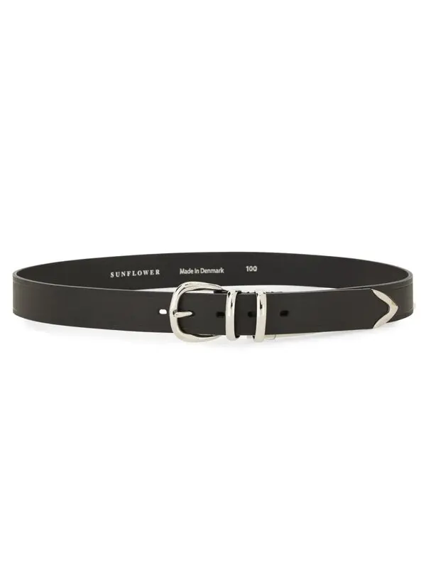 SUNFLOWER Leather Belt - Black