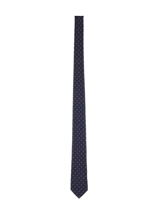FERRAGAMO Jacquard 'gancini' Neck Tie - Blue