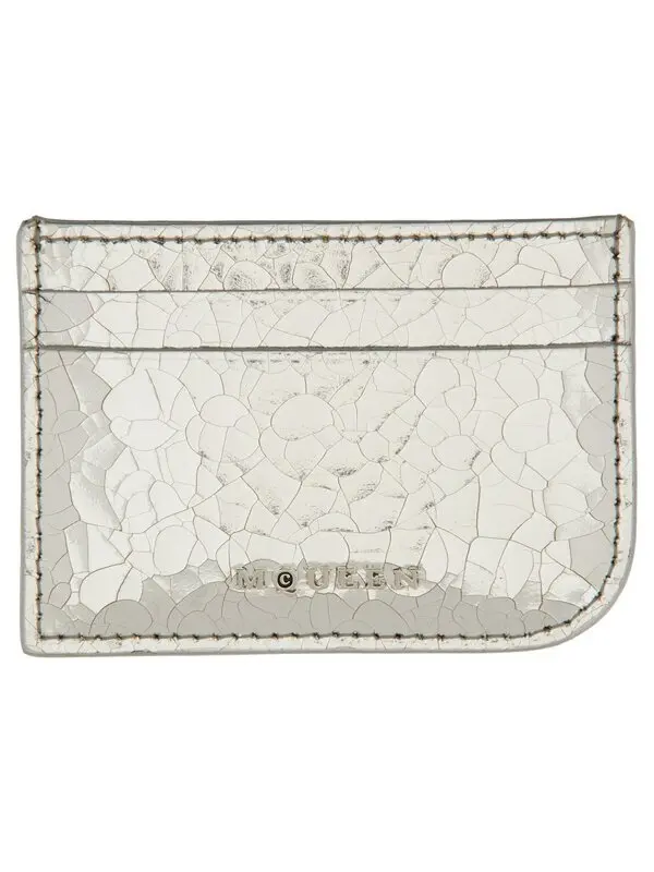 Alexander McQueen Alexander Mc Queen Leather Card Holder - Silver