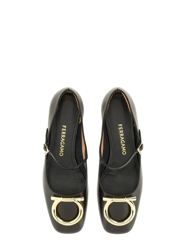 FERRAGAMO Mary Jane Maxi Gancini Shoes - Black