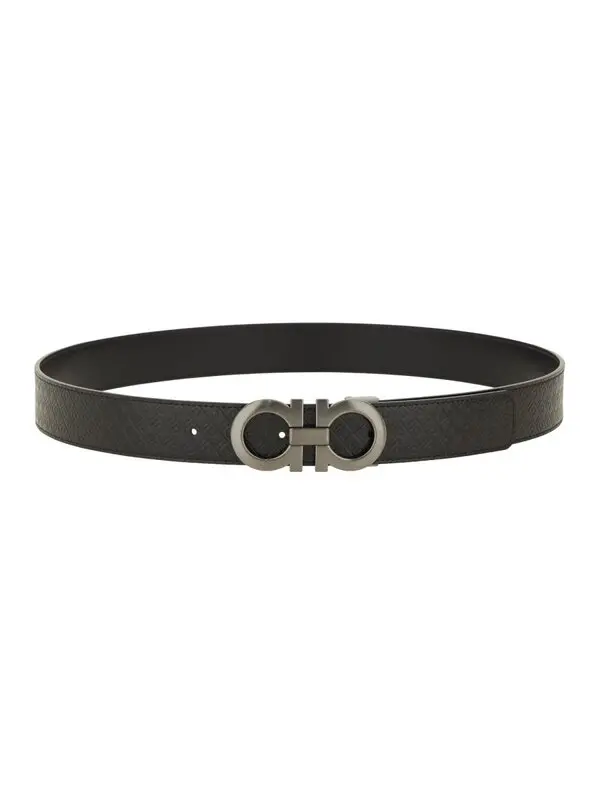 FERRAGAMO Reversible 'hooks' Belt - Black