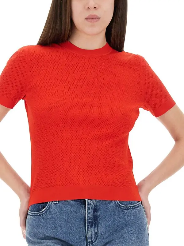 Tory Burch T Monogram Jacquard Jersey Top - Red