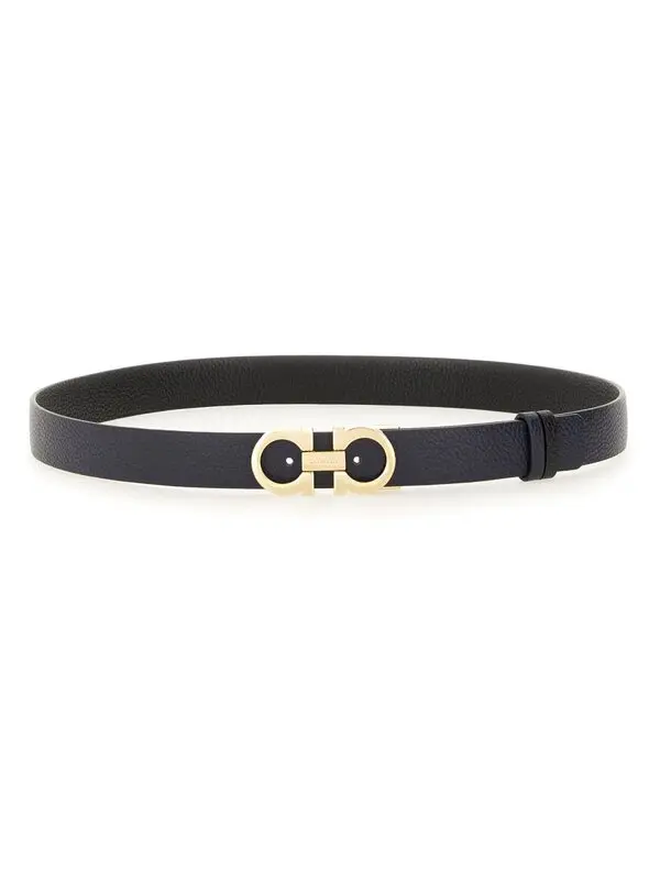 FERRAGAMO Gancini Leather Belt - Black