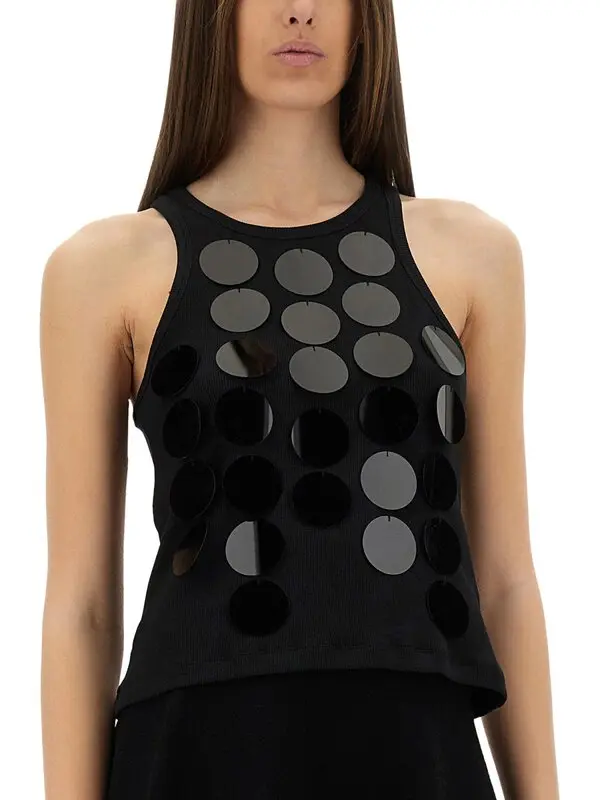 MSGM Cotton Blend Tank Top - Black