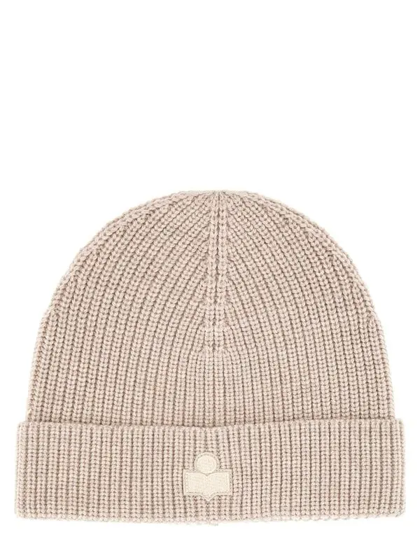Isabel Marant Logo Patch Wool Hat - Beige