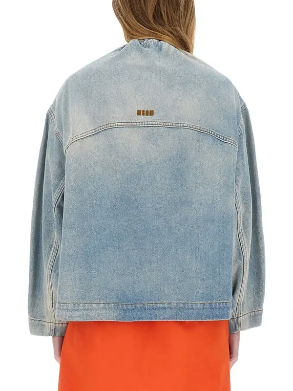 MSGM Oversized Cotton Jacket - Denim