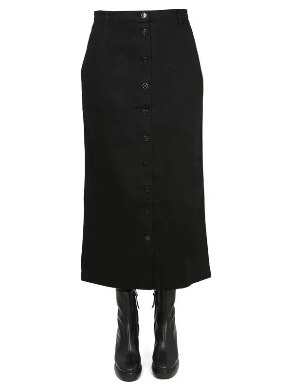 Raf Simons Midi Skirt With Belt - Black