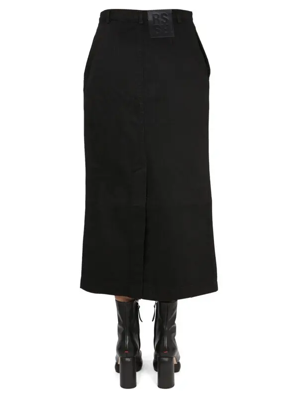 Raf Simons Midi Skirt With Belt - Black