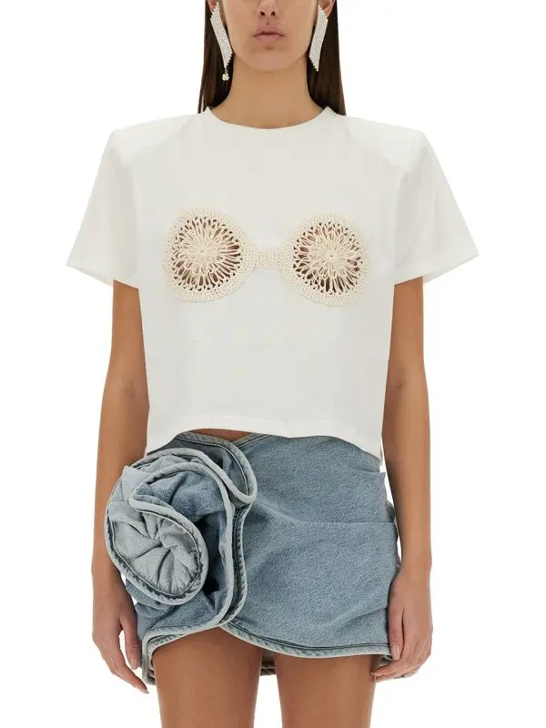 Magda Butrym T Shirt With Crochet Bra - White