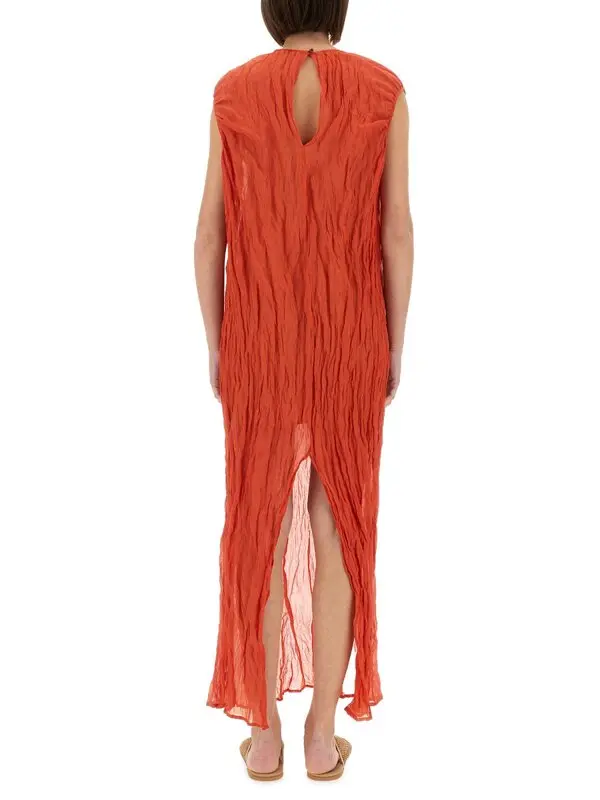 ALYSI Metallic Gauze Longuette Dress - Red