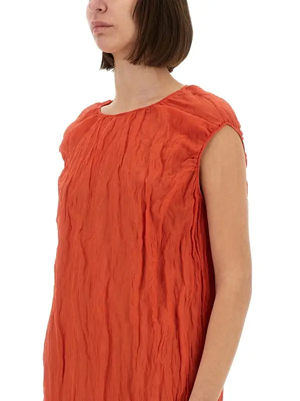 ALYSI Metallic Gauze Longuette Dress - Red