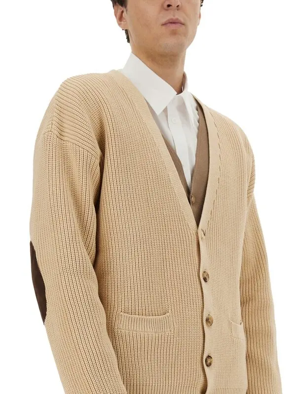 Moschino Organic Cotton Blend Regular Fit Cardigan - Beige