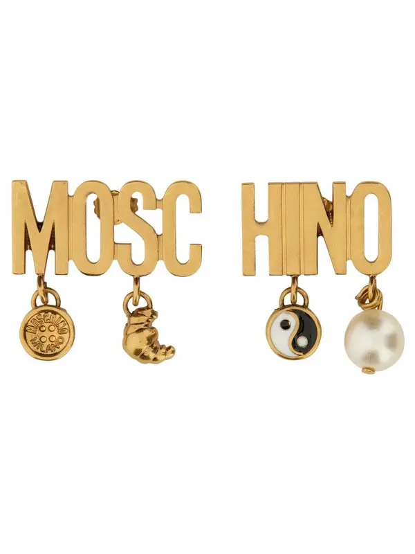 Moschino Logo Embellished Pin - Gold