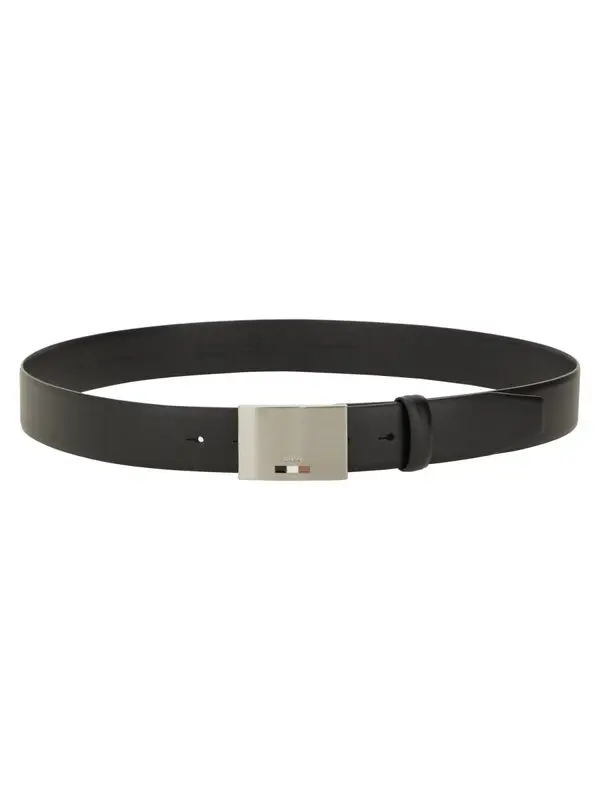 BOSS Leather Belt With Logo - Black