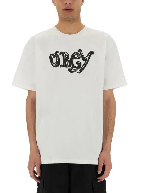 Obey Logo Print T Shirt