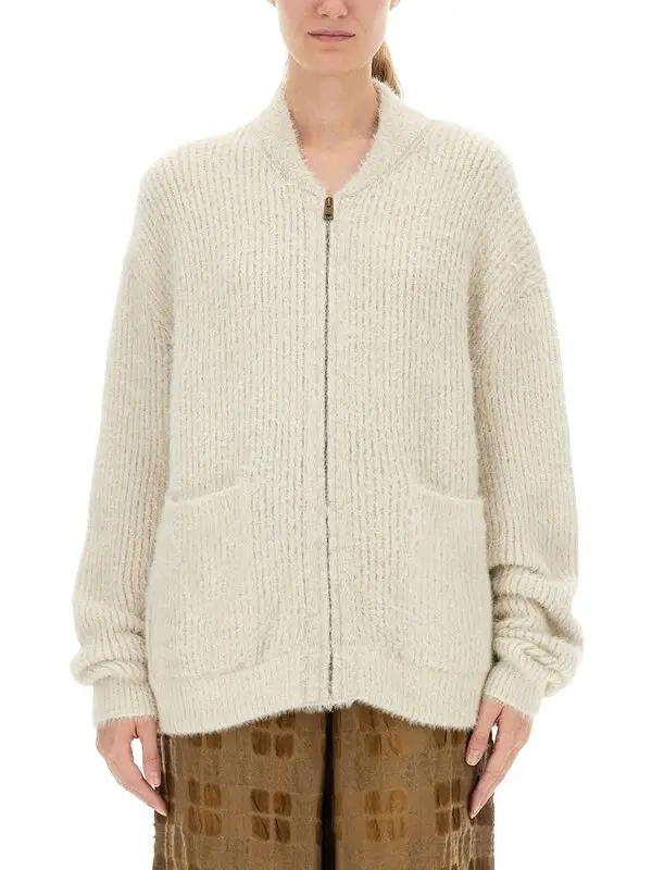 UMA WANG Wool Blend Zip-up Cardigan