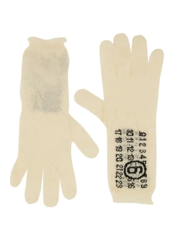 MAISON MARGIELA Knitted Wool Gloves - White