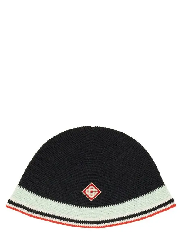 Casablanca Crochet Hat With Logo - Black