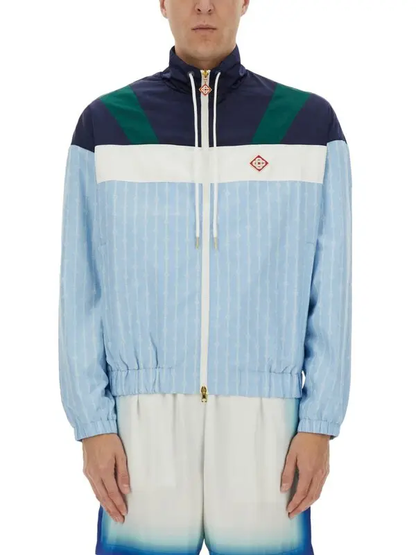 Casablanca Pinstripe Laurel Track Jacket - Baby Blue