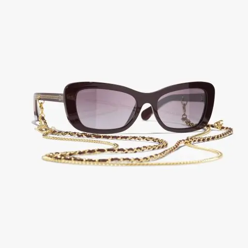 Chanel Rectangle Sunglasses - Burgundy