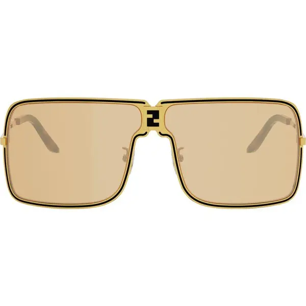Fendi Ness 67.2mm Oversize Mask Sunglasses - Shiny Endura Gold/roviex