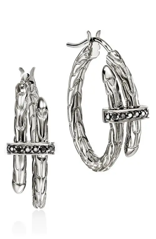 John Hardy Spear Hoop Earrings - Silver/black