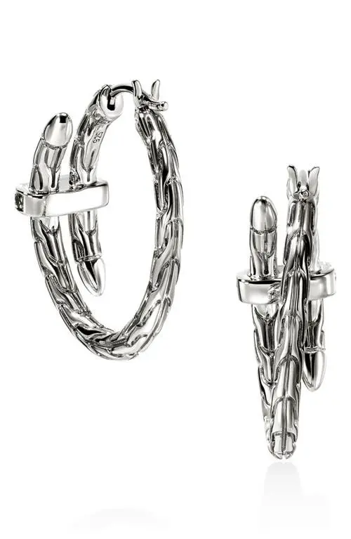 John Hardy Spear Hoop Earrings - Silver/black