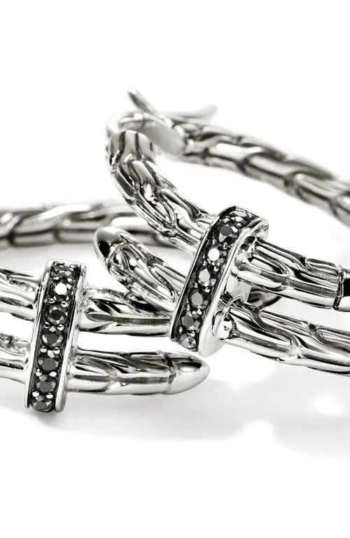 John Hardy Spear Hoop Earrings - Silver/black
