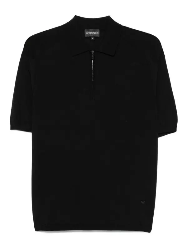 Emporio Armani Wool Blend Polo Shirt - Black