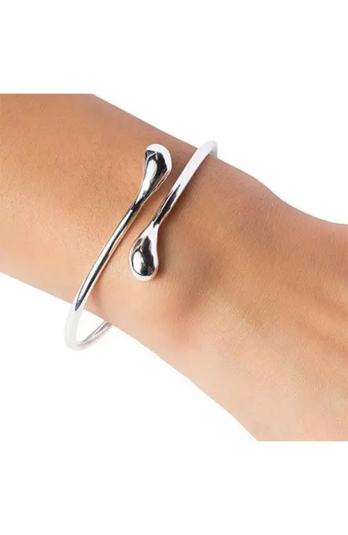 DLORIA Isabella Plated Teardrop Bangle - Silver