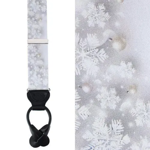 Trafalgar Big And Tall Jack's Frosty Winter Wonderland Silk Suspenders - Silver