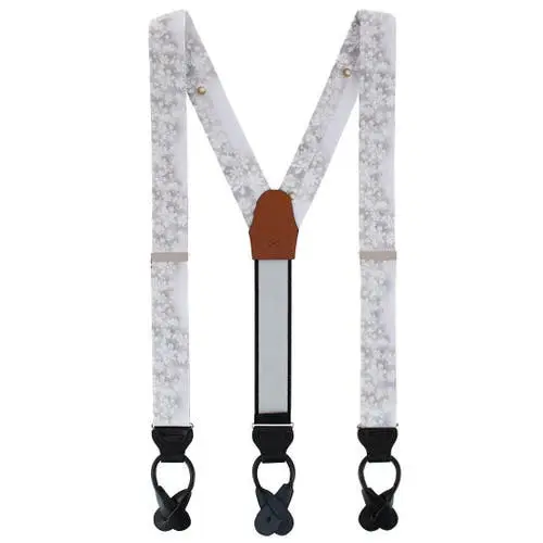 Trafalgar Big & Tall Jack's Frosty Winter Wonderland Silk Suspenders - Silver