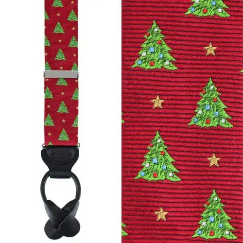 Trafalgar Oh Christmas Tree Silk Suspender - Red