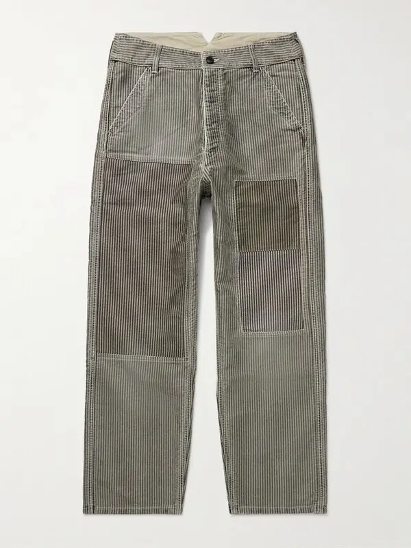 Visvim Pastoral Straight-leg Panelled Striped Trousers - Gray