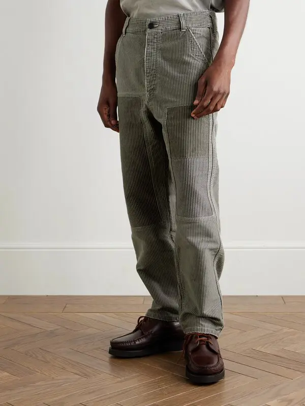 Visvim Pastoral Straight-leg Panelled Striped Trousers - Gray