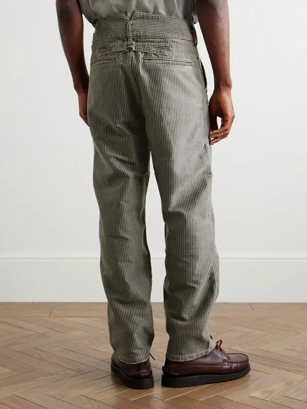 Visvim Pastoral Straight-leg Panelled Striped Trousers - Gray