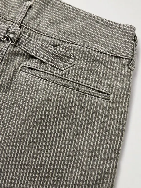 Visvim Pastoral Straight-leg Panelled Striped Trousers - Gray
