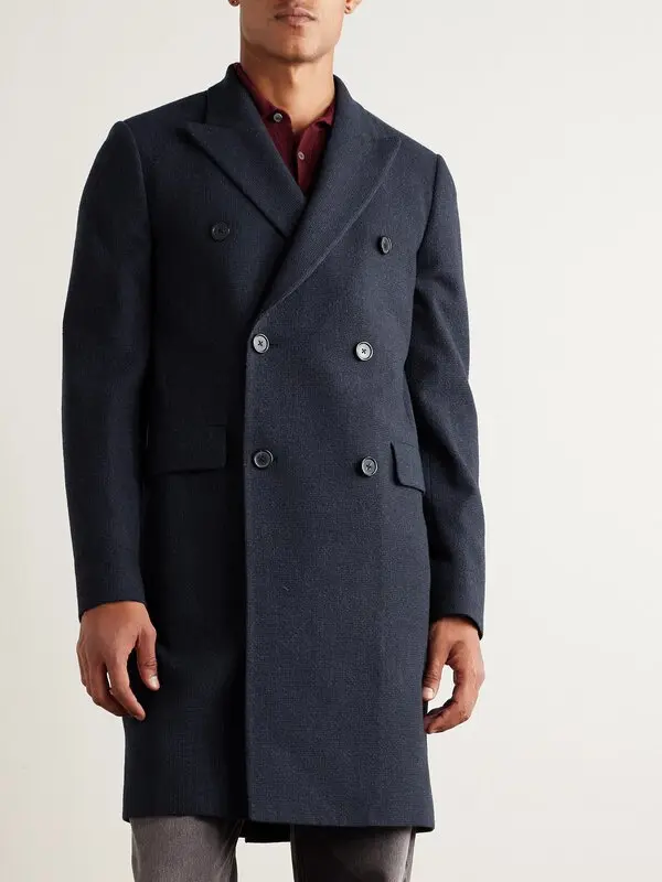 Paul Smith Slim-fit Double-breasted Woven Overcoat - Blue