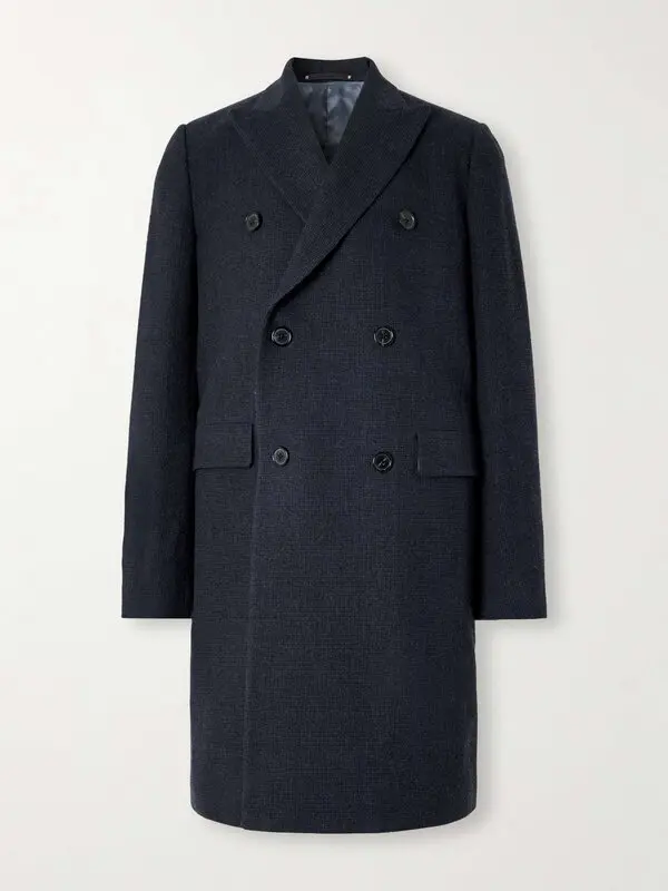 Paul Smith Slim-fit Double-breasted Woven Overcoat - Navy