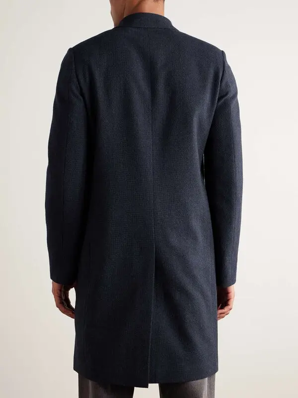 Paul Smith Slim-fit Double-breasted Woven Overcoat - Navy