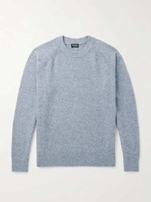 Zegna Cashmere-blend Crewneck Sweater - Blue