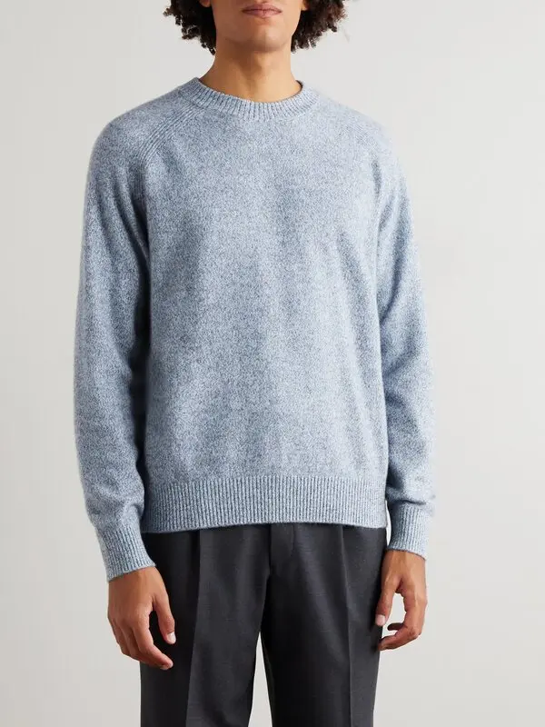 Zegna Cashmere-blend Crewneck Sweater - Blue