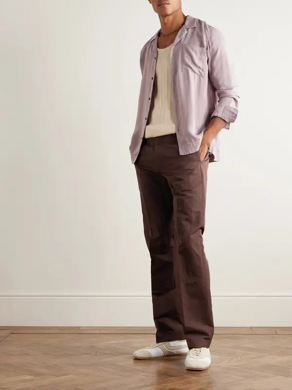 Paul Smith Straight-leg Cotton And Linen-blend Trousers - Brown