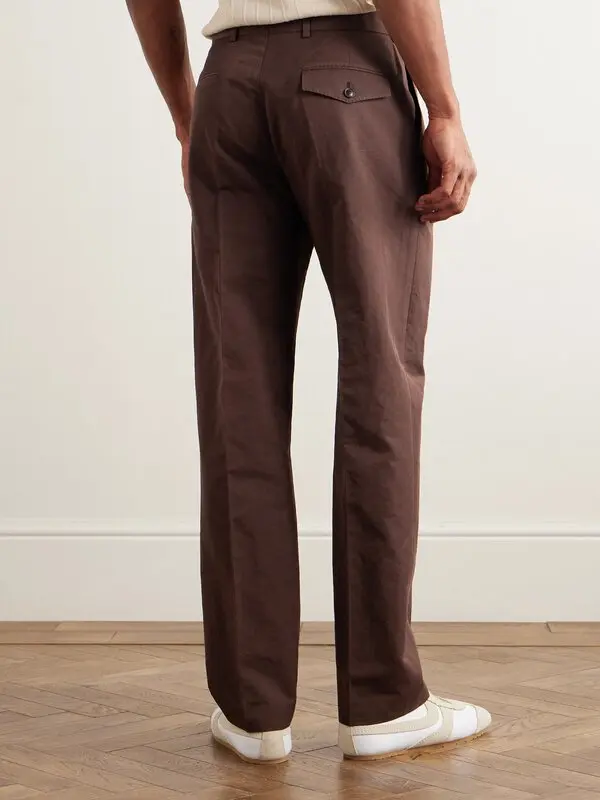 Paul Smith Straight-leg Cotton And Linen-blend Trousers - Brown