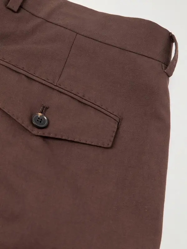 Paul Smith Straight-leg Cotton And Linen-blend Trousers - Brown
