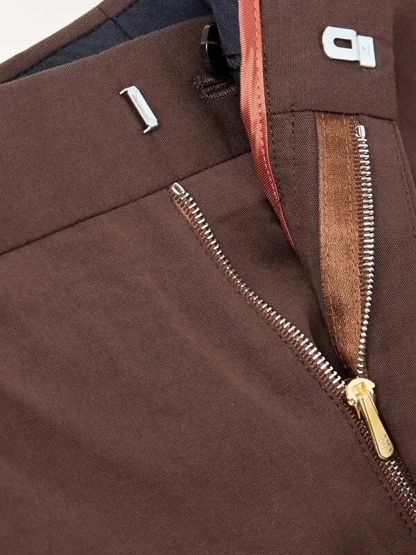 Paul Smith Straight-leg Cotton And Linen-blend Trousers - Brown
