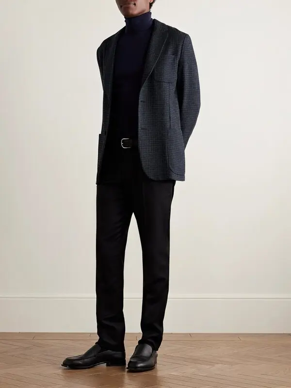 Paul Smith Houndstooth Wool, Cotton And Cashmere-blend Suit Jacket - Blue