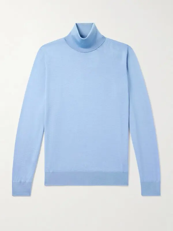 Zegna Cashmere And Silk-blend Rollneck Sweater - Blue