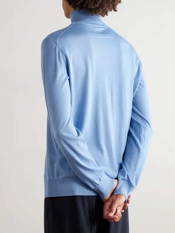 Zegna Cashmere And Silk-blend Rollneck Sweater - Blue