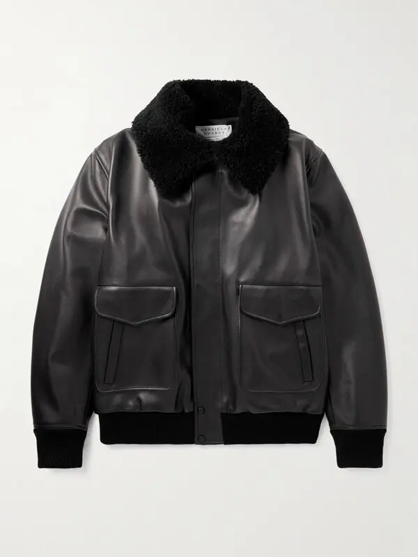 Gabriela Hearst Grant Shearling-trimmed Leather Aviator Jacket